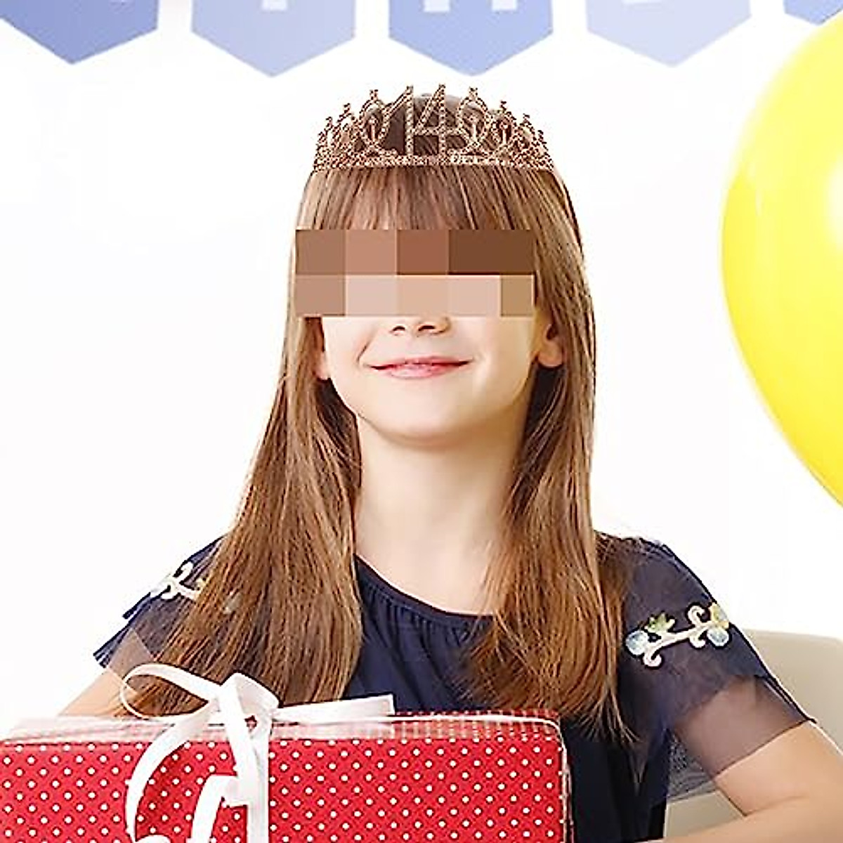 Ceqiny 14th Birthday Sash Tiara and Crowns for Girls, Birthday Queen Rose Gold Tiara, Princess Tiara Rhinestone Headbands with Combs Bridal Wedding Tiaras for Wedding Prom Bridal Party Christmas