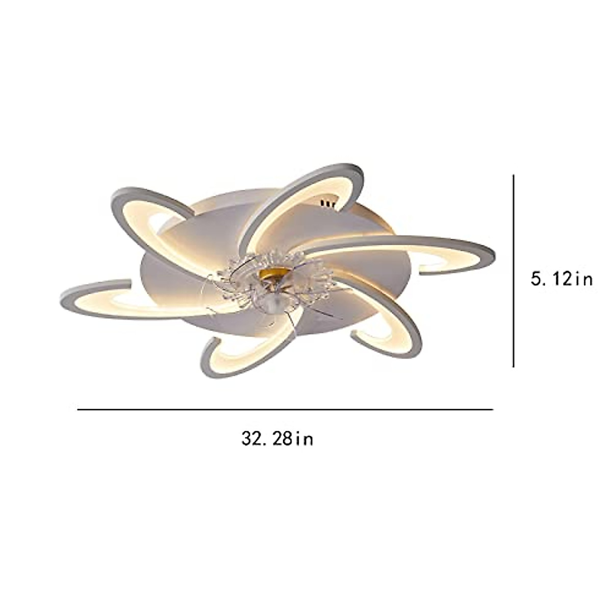 Ceiling Fan with Lights Remote Control, Bladeless Remote Control Ceiling Fans, 32.28" White Ceiling Fan with Light for Bedroom Living Room Kitchen