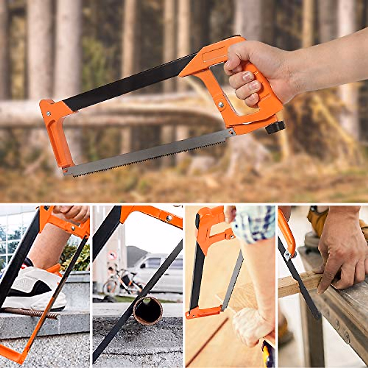 Hacksaw Set, Steel Saw 12 inch with Replaceable Saw Blades and Metal Miter, 3pcs Handsaws (Hacksaw Frame, Mini Hacksaw, Junior Hacksaw) for Wood