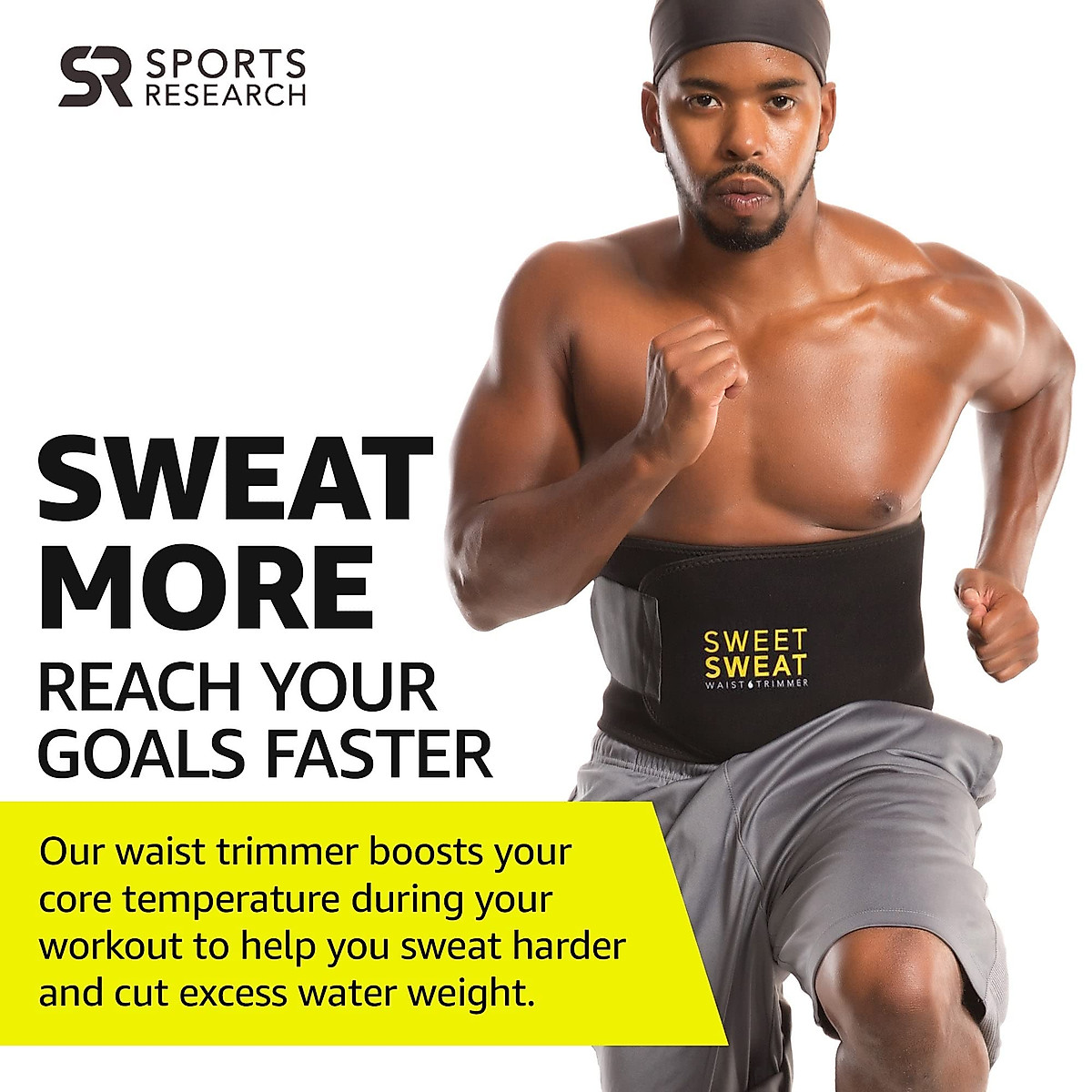 Sports Research Sweet Sweat Yellow Waist Trimmer (XL) and Citrus Mint Sweet Sweat Workout Enhancer Gel Stick (6.4oz) Bundle