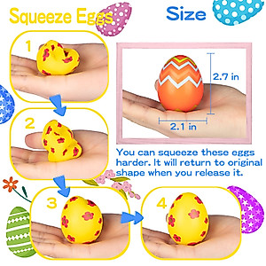 CPPSLEE 12 PCS Easter Eggs Squishies Toys, Easter Basket Stuffers, Squishy Toys for Kids, Slow Rising Squishy Stress Relief Easter Eggs, Easter Egg Hunts Party Favors