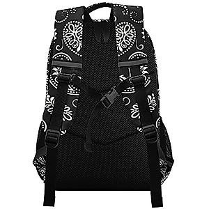 ALAZA Ornament Paisley Bandana Print Black Backpack Purse for Women Men Personalized Laptop Notebook Tablet School Bag Stylish Casual Daypack, 13 14 15.6 inch