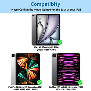 TQQ for iPad Air 13-inch (M2) 2024 & Pro 12.9 inch 2022 Case with Keyboard, Keyboard case for 12.9-inch iPad Pro 6th/5th Generation - with Pencil Holder for New iPad Air 13-inch/iPad Pro 12.9 (Blue)