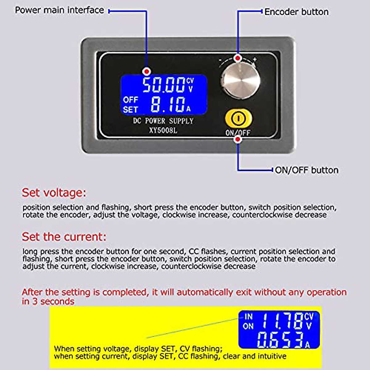 DC Power Supply Variable 50V 8A Adjustable Switching Regulated Power Supply with LED Display