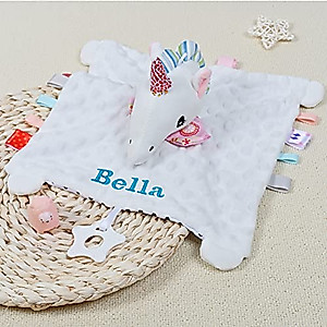 Jocidea Baby Gifts Personalized Security Blanket Baby - Gifts for Newborn - New Baby Boy Girl Gifts - Gifts for Christmas Baby Shower - Infant Presents for Christmas - White Unicorn