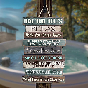 V VIBEPY All Over Print Hot Tub Rules Sign 8 Inches, 12 Inches, 18 Inches Funny Rules Sign, Bathroom Decoration Sign, Bathroom Sign, Hot Tub Sign, Bathroom Sign, Wooden Sign, Hot Tub Rules Wooden Sign