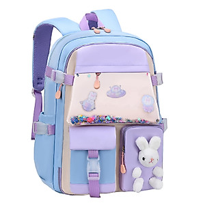 FAOLONE Kawaii Backpack for Girls School Book Bag,Cute Lightweight Girls School Backpack Fletcher School Bag Causel Daypack Birthdays Gifts(Blue)