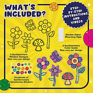 SUNGEMMERS Gem Art for Kids Crafts - Suncatcher Kit for Kids, 8 7 6 Year Old Girl Birthday Gift - Arts and Crafts for Kids Ages 4-8 8-12 6-8 Girls & Boys and Fun Craft Kit Summer Kids Activities Gift