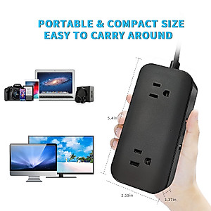 YIFENG Small Flat Plug Power Strip with USB Ports, Portable 2 Outlet Plug Strip with 5 Feet Extension Cord, Mini Desktop Charging Station Hub for Dorm Room Cruise Travel Essentials