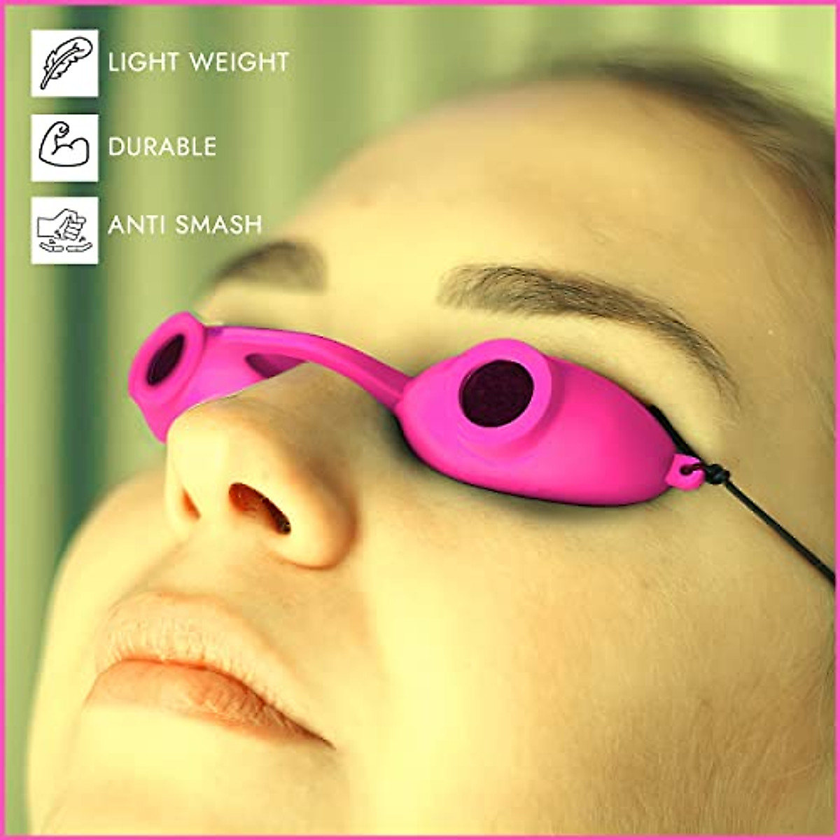 Super Sunnies Flex Flexible UV Eye Protection, FDA Compliant Individual Tanning Bed Goggles Eyeshields, Glasses, With a Clear Case/Box (Pink)
