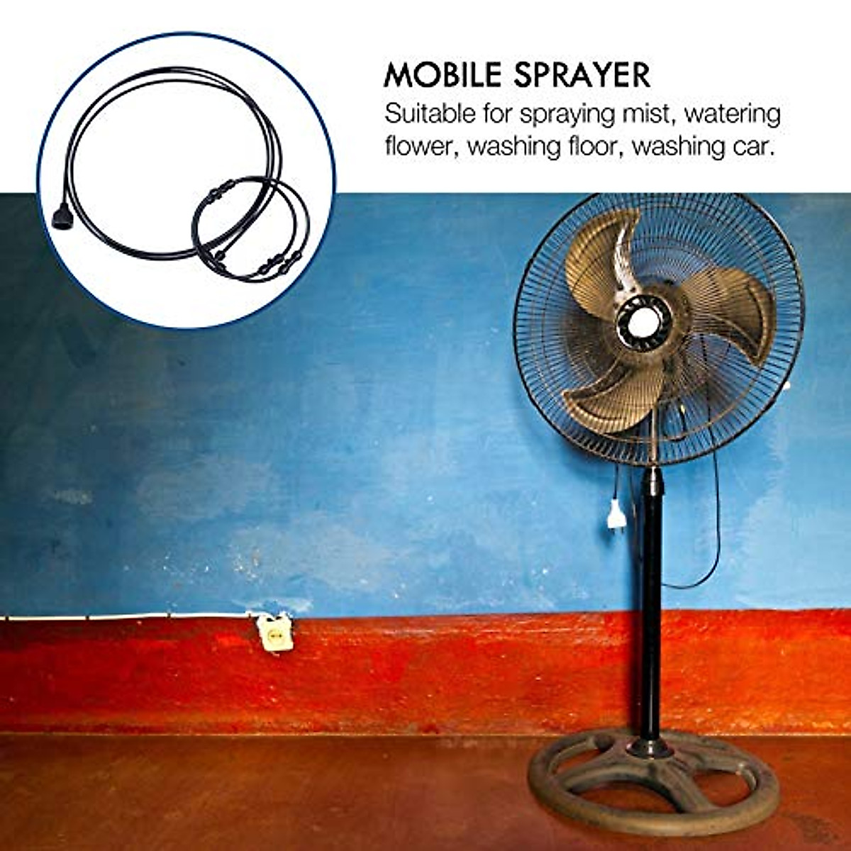 OUNONA 1 Set 12 Nozzles Black Nozzle Line Mister Misting Inch Cooling Spray Sprinkler Canopy Mist Ring Ties Inches Water Garden Kit Greenhouse Indoor Porch Pool Fan Deck Outdoor