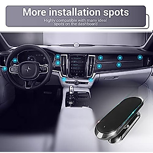 2 Pack Magnetic Zinc Alloy Car Phone Mount, Upgrade Magnet N52 8pcs, Universal Dashboard Holder, Cell Phone Grip Car Kits, 360° Adjustable Super Strong Magnet for Samsung, iPhone, LG, Pixel-Black