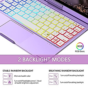 OYOSUOGG Touch ipad Air 5th Generation Case with Keyboard, ipad Pro 11 inch Case with 7 RGB Backlight & 360°Rotatable Keyboard, Magic Trackpad Keyboard Case for Air 4th Gen with Pencil Holder, Purple