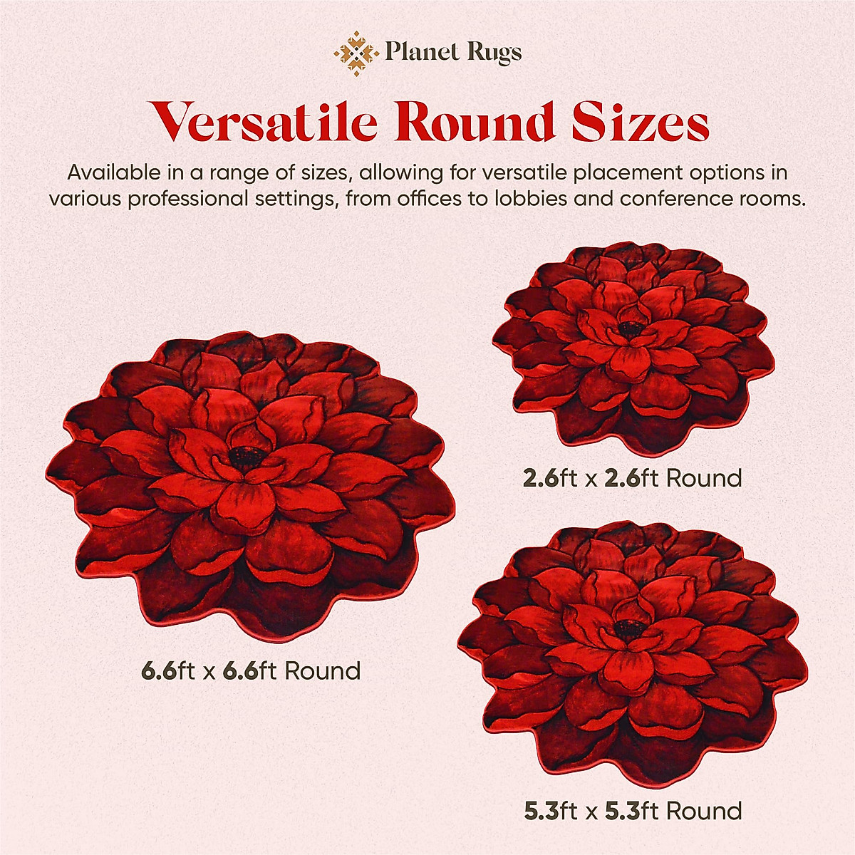 Flower Rug 2ft Round Area Rugs Cute Plush Flower Shaped Rug Circle Girly for Bedroom Floor Living Room Carpet 301 Red
