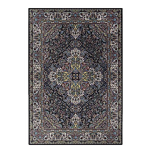 SUPERIOR Washable Indoor Large Area Rug, Southwestern Home Decor, Floor Rugs for Living Space, Dining Room, Kitchen, Office, Bedroom, Vintage Geometric Aesthetic, Cardinal Collection, 6' x 9', Black