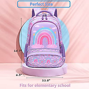 Jumpopack Rainbow Backpack for Girls School Backpack for Elementary Backpacksfor Girls Lightweight Water Resistance Back to School Bag Preschool Kids Bookbag,Rainbow Print