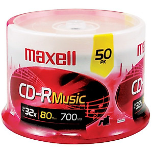 New - MAXELL 625156 - CDR80MU50PK 80-Minute Music CD-Rs (50-ct Spindle)