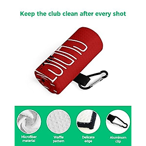 Golf Towel Merry Christmas Quotes Red,Waffle Pattern Microfiber Club Cleaner Golf Towels with Carabiner Clip for Women Men Dad,Black White Word Art Golf Towel for Golf Bags Accessories,24x16in