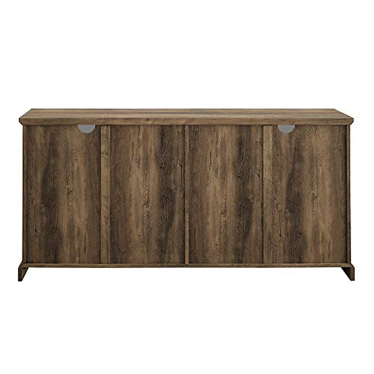 Walker Edison Farmhouse Barn Glass Door Wood Universal TV Stand for TV's up to 64" Flat Screen Living Room Storage Cabinet Doors and Shelves Entertainment Center, 58 Inch, Rustic Oak