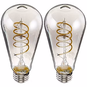 GE Vintage Style LED Light Bulbs, 25 Watt, Smoke Finish, ST19 Edison Style Bulbs (2 Pack)