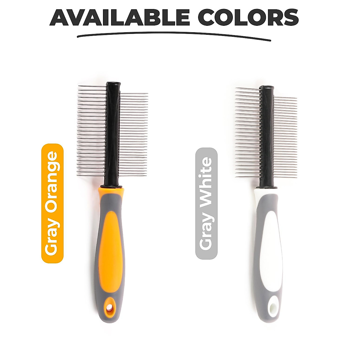 Precious Tails Double-Sided Pet Pin Comb - Dual-Action Flea Removal & Tangle-Free Grooming Tool for Dogs and Cats, Gentle on Skin, Ideal for All Fur Types