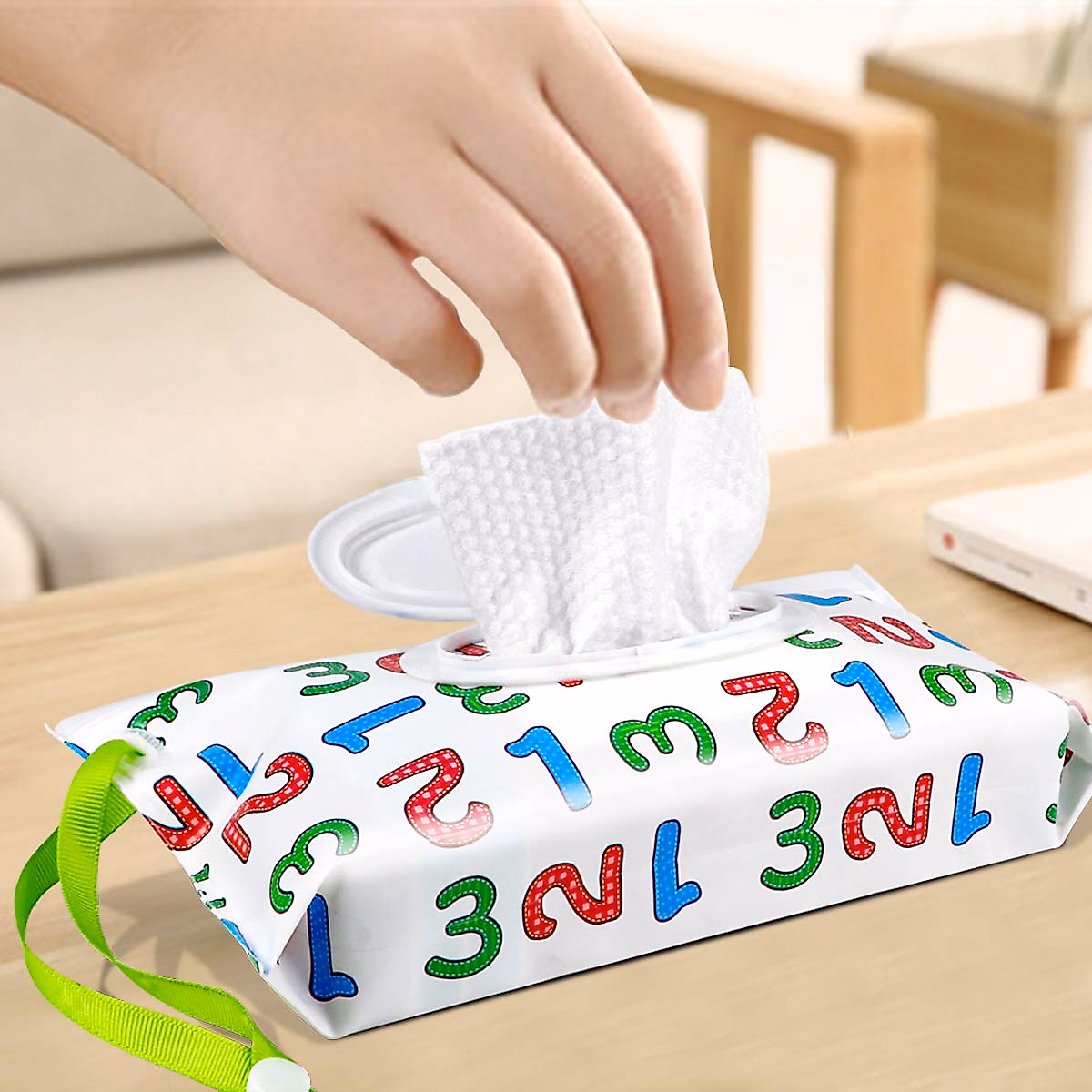 DOERDO 4 Pieces Portable Wet Wipe Pouch Bags Set, Baby Wipe Holder Reusable Travel Wet Wipe Dispenser Keeps Baby Wipe Fresh and Safe