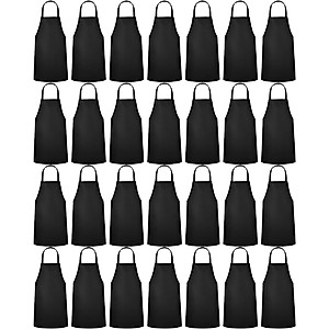 36 Pack Bulk Plain Aprons for Man Woman Adult Unisex Apron Machine Washable Adjustable Bib Aprons(Black)