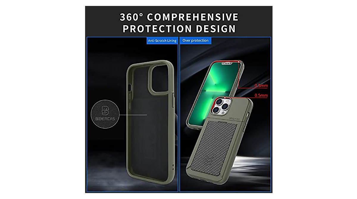BIBERCAS iPhone 13 Pro Max Wallet Case - 8 FT Drop Protection