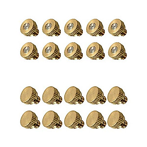 Bluecell 10pcs 0.3MM Orifice 10/24 Screw Thread Brass Cold Misting Nozzle & 10pcs Misting Brass Plug for Outdoor Cooling System Green House Irrigating System