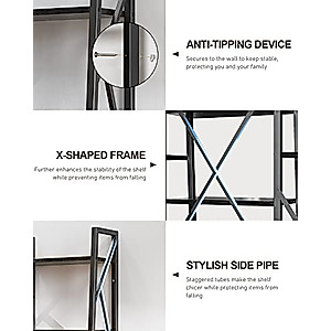 Gizoon Modern Triple Wide 5 Tiers Bookshelf with Storage,Industrial Bookcase with 14 Open Display Shelves, Large Etagere for Living Room/Home/Office-Black