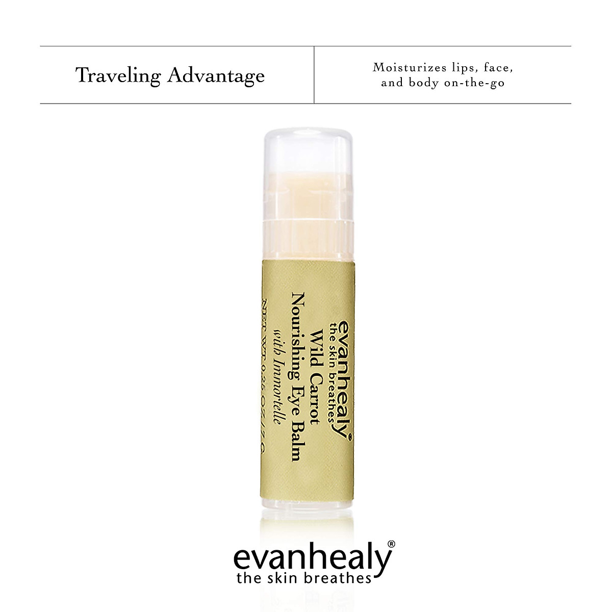 evanhealy Wild Carrot Immortelle Eye Balm | Organic Travel Moisturizer Stick | Hydrating Balm to Brighten Skin Around Eyes, Face, & Body | On the Go Moisturizer