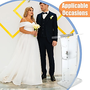 Geetery Acrylic Clear Podium Stand Church Podium Pulpit with Storage Shelf Classroom Pulpits for Conference Lectern for Church Speeches Weddings Professional Presentation Debate (White,43 Tall)