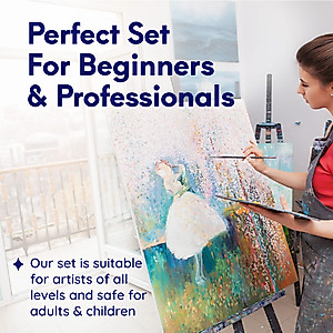 MozArt Supplies Oil Paint Set – 24 Oil Based Paints for Artists, Hobby Painters – Rich Pigment and Non Toxic Oil Painting Set for Artists - Ideal for Canvas, Wall Art, Landscape & Portrait Paintings