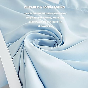 AYASW Pillowcases Set of 2 Queen Size Premium Soft and Cozy 1800 Brushed Microfiber with Envelope Closure Pillow Case Light Blue 20x30 inches Easy Care Wrinkle Fade Resistant Holiday Decor