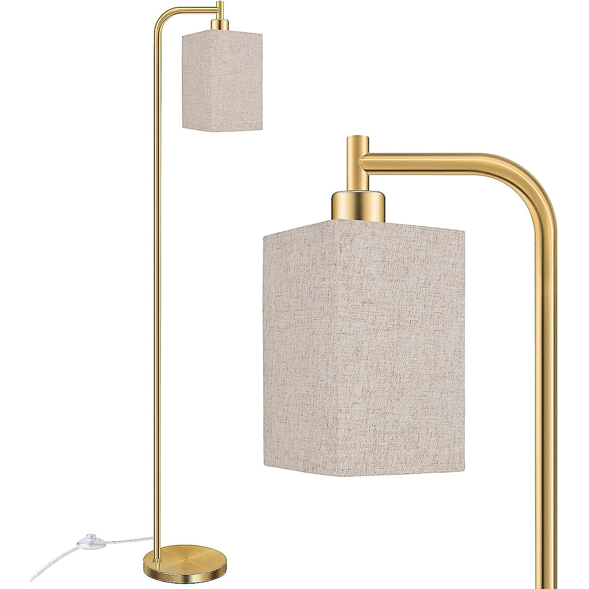 Ruiever Square Lampshades Set of 2, Linen Lampshades L6.3"x W6.3" x H9.84" High, Easy Assembly Replacement Fabric Lampshades for Table Lamps Floor Lamps, Beige Color Lampshade,