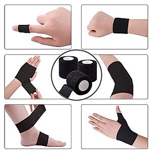 BQTQ 108 Rolls Self Adhesive Bandage Wrap 2 Inch Black Self Stick Bandage Athletic Wrap Tape Self Adherent Wrap Stretch Bandages Wraps Tape for Wrist Ankle Swelling Sprains (Black)