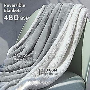 S ag ino Sherpa Fleece Throw Blanket Reversible Flannel Blankets Soft Fuzzy Cozy Thick Winter Blankets for All Seasons for Bed Couch Sofa (Grey, Twin (60"x80"))