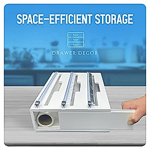 Plastic Wrap Dispenser with Cutter, Saran Wrap Dispenser with Cutter, Plastic Wrap Dispenser, Aluminum Foil Dispenser, Foil Organizer, Wrap Dispenser, Kitchen Wrap Organizer, 3 in 1 foil Dispenser