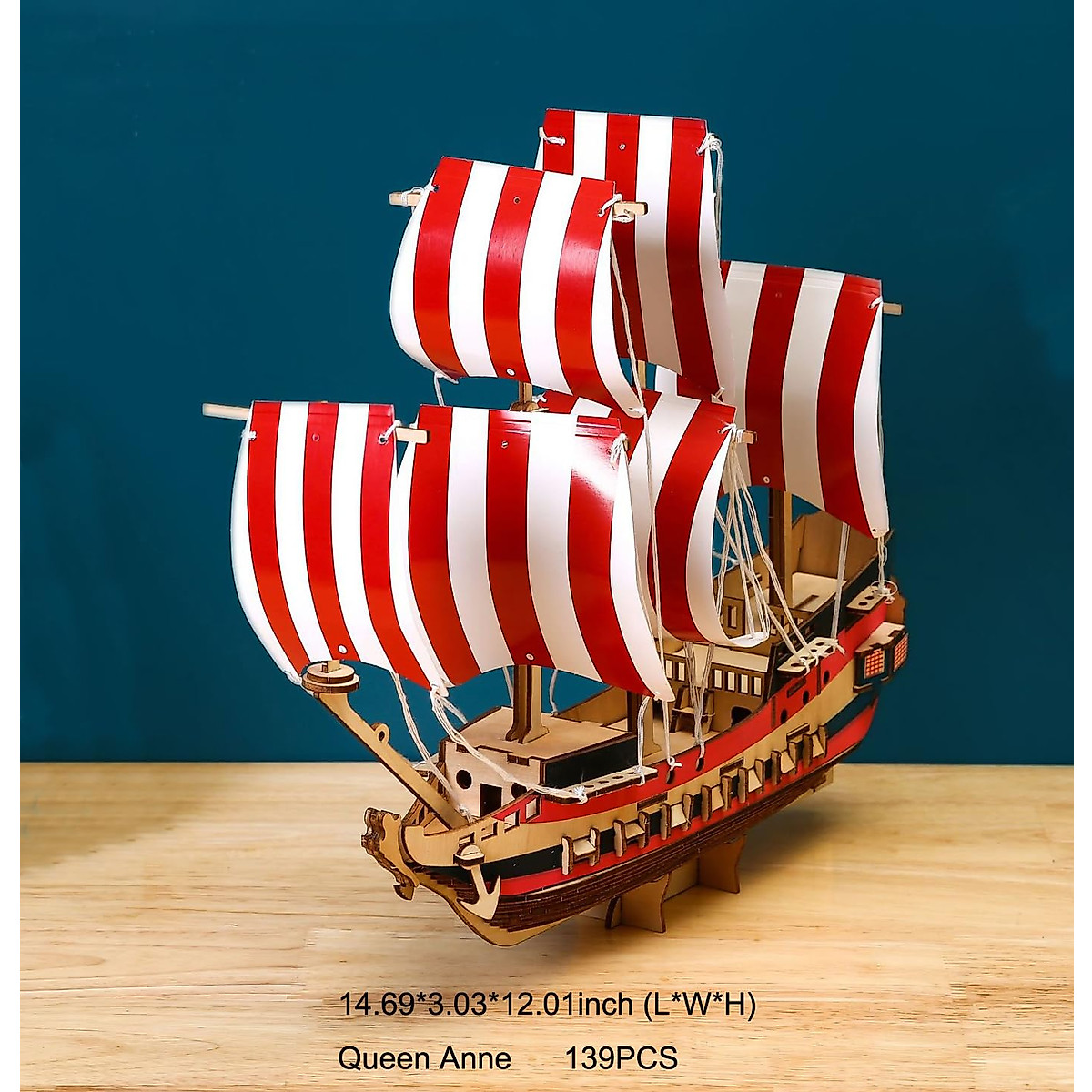 SHITENG Laser Cutting Wood Model 3D Puzzles for Adults, Pirate Ship Model Puzzles for Adults and Kids, Desk Decor Building Kits Brain Teaser Hobby Gifts for Women and Men(Pack of 2)