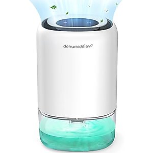 Dehumidifiers for Bathroom - Kitette Electric Dehumidifier for Bathroom with 50OZ Watertank, Quiet Deihumidifier for Bedroom Wardrobe Camper Trailer, 7 Color LED Light, Auto Shut Off