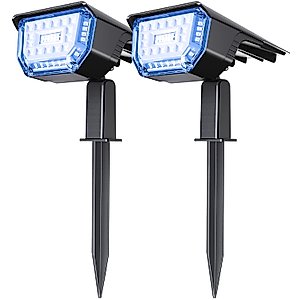 Hamenlo Solar Spot Lights Outdoor, 43 LEDs Outdoor Solar Landscape Spotlights IP67 Waterproof Adjustable 2-in-1 Solar Outdoor Landscape Lighting for Garden Yard Porch Walkway Pool Patio 2Pack Blue