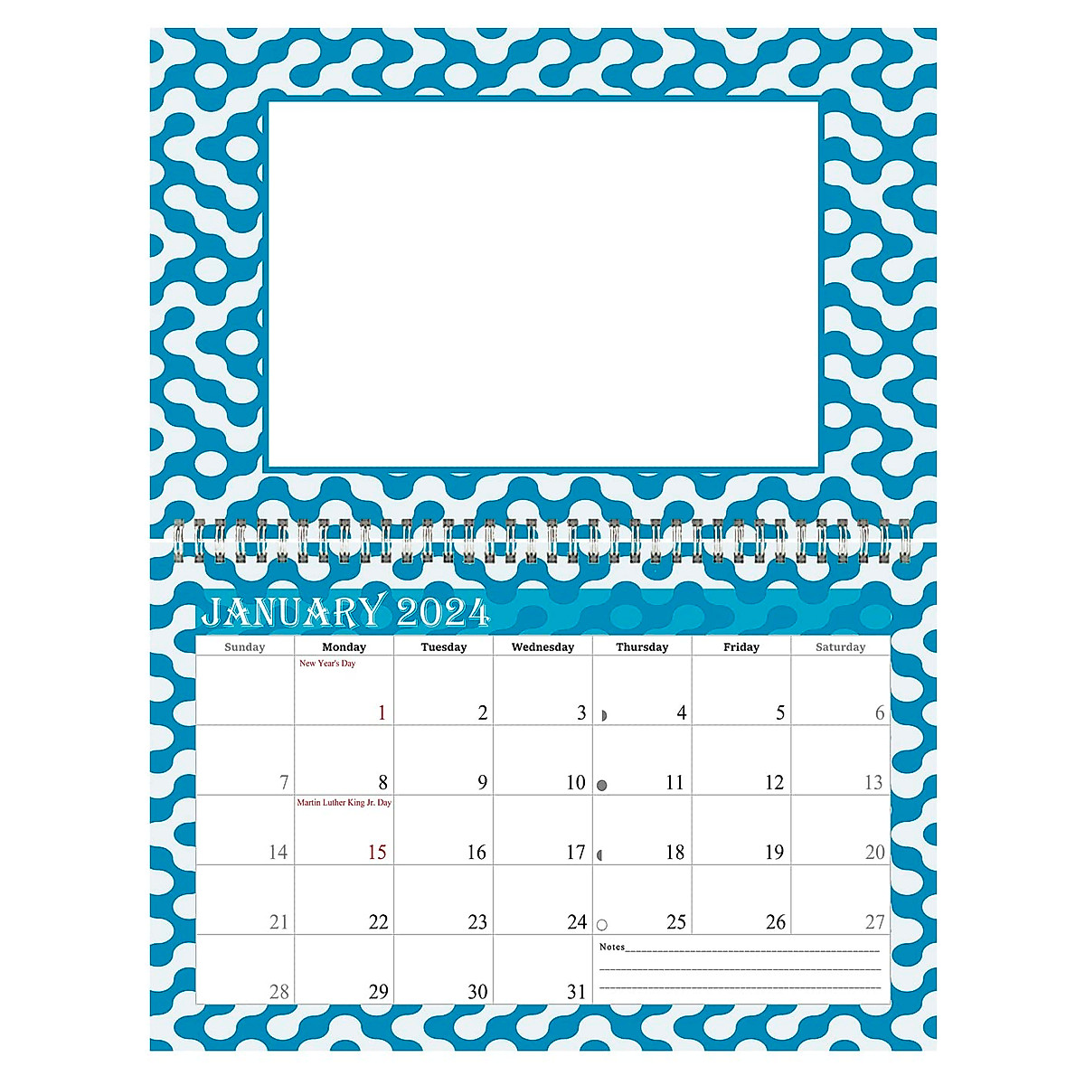 2024 Photo Frame Wall Spiral-bound Calendar (Add Your Own Photos) - 12 Months Desktop/Wall Calendar/Planner - (Geometrics Edition #004)