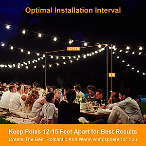 String Light Poles for Outside, 2 Pack 9ft 5 Prong Base Poles for Outdoor String Lights with Hooks- Garden, Backyard, Patio Light Poles for Wedding Party Deck Christmas