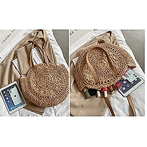 INS female literature and art small large capacity handmade beach weave retro shoulder straw bag(2)