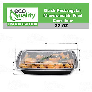 32 oz Reusable Food Storage 5 Pack Containers with Lids by EcoQuality – Rectangular BPA Free Freezer, Microwave & Dishwasher Safe – Airtight & Watertight Stackable, Lunch Meal Prep, To-Go, Bento Box