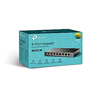 TP-Link 8-Port Gigabit Ethernet Easy Smart Switch | Unmanaged Pro | Plug and Play | Desktop | Sturdy Metal w/Shielded Ports | Limited Lifetime Replacement (TL-SG108E) (Renewed)