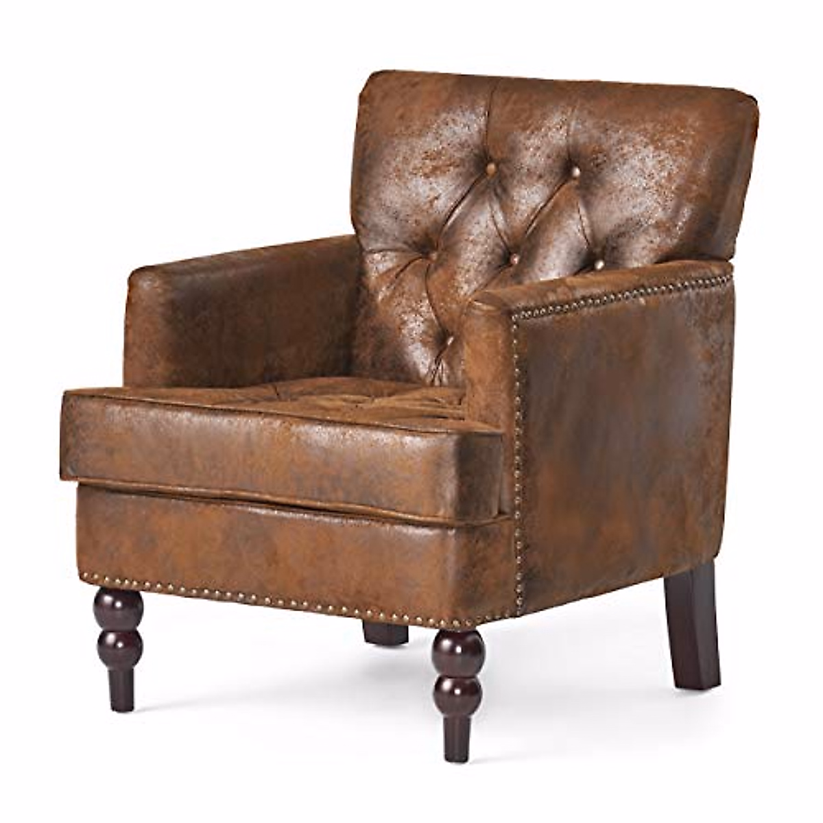 Christopher Knight Home Malone Tufted Club Chair, Brown 28D x 29.5W x 33.5H Inch