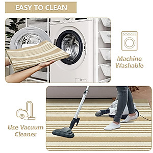 OJIA Outdoor Rug 3'x5', Hand-Woven Cotton Entry Rug Machine Washable Rugs Striped Porch Rug Indoor Outdoor Area Rug Floor Mat for Front Door/Farmhouse/Entryway/Bedroom/Home Entrance