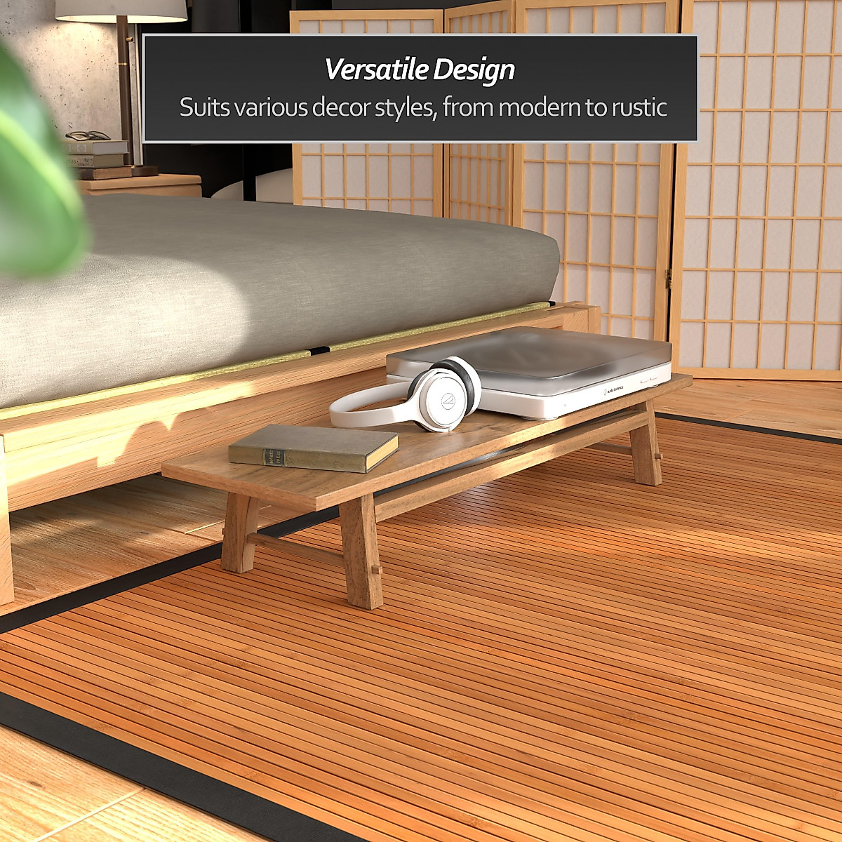 Oriental Furniture Bamboo Rug - Burnt Bamboo - 4' x 6'