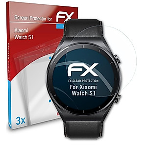 atFoliX Screen Protection Film compatible with Xiaomi Watch S1 Screen Protector, ultra-clear FX Protective Film (3X)